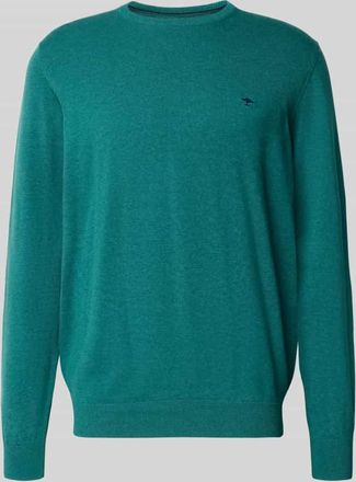 Fynch-Hatton Strickpullover aus reiner Baumwolle mit Logo-Stickerei