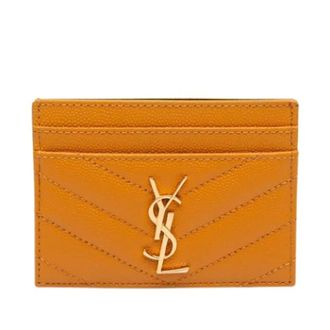 Saint Laurent Porte-cartes matelass&eacute; doccasion - Femme - Pre-owned - Jaune - Taille: ONE Size