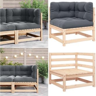 vidaXL Garten-Ecksofa mit Kissen Massivholz Kiefer - Gartensessel - Gartenecke - Lounge M&ouml;bel - Outdoor M&ouml;bel - Rattan Sessel - Home & Living