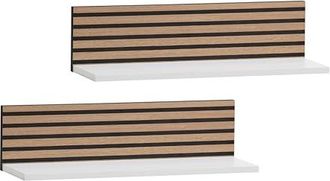 Schildmeyer Regalablage 2er-Set Ryker 160028, Mattweiß/Akustikpaneel Optik, 60 x 17,3 x 15,7 cm