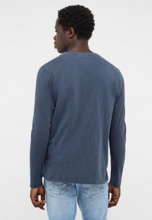 Mustang Jeans Langarmshirt Atchison Henley LA mit kurzer Knopfleiste