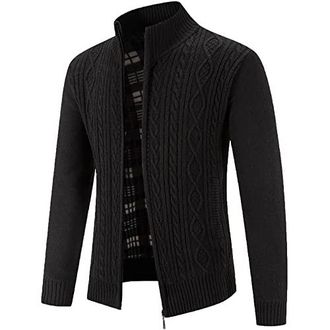 Generic Gilet Chaud Homme - Veste en Laine tricot&eacute;e pour Homme avec Fermeture &eacute;clair col Montant et Manches Longues pour Saisons fra&icirc;ches et Sorties d&eacute;contrac
