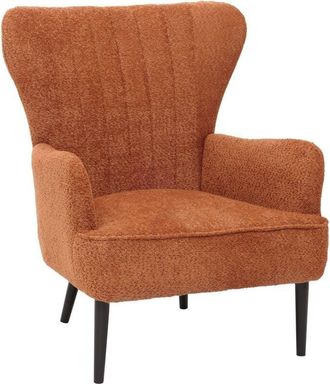 Hhg Lounge-Sessel 060, Cocktail-/Ohrensessel Polsterstuhl Retro Vintage Stoff Chenille (500g/m&sup2;) &Ouml;ko-Tex, orange