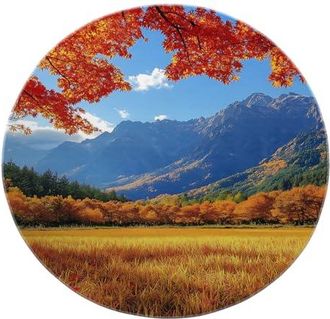 Generic Tapis Rond dAutomne Style Thanksgiving, décor Feuilles dérable Tons Jaune et Rouge, Tapis Doux Lavable pour Chambre et Salon 160x160cm