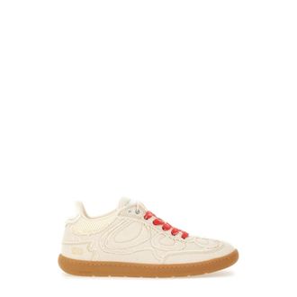 Ganni Femme, Chaussures, Blanc, Taille: 37 EU Baskets basses en toile avec lacets contrast&eacute;s