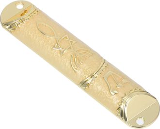 DOITOOL Jüdische Mezuzah Tür-Dekoration Metall Mezuza mit Schriftrolle Runde Kanten Glatte Oberfläche Katholisch Geeignet Gold-beige Kunstvolles Religiöses Wo