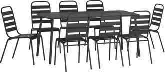 vidaXL Vidaxl - Ensemble table et chaises de jardin 9 pcs - Acier anthracite trait&eacute; - Table 165x80cm - Chaises empilables 110kg - Pour repas en ext&eacute;rieur