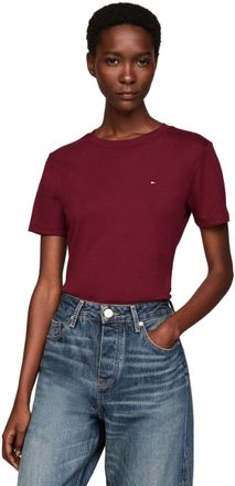 Tommy Hilfiger Damen T-Shirt Kurzarm New Slim Cody Rundhalsausschnitt, Rot (Deep Rouge), XXS