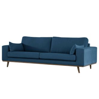 M&oslash;rteens home24 3-Sitzer Sofa Blau/Blau Baumwollstoff Vele 237 x 81 x 88cm Skandi