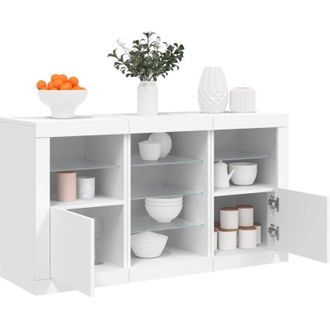 vidaXL Buffet avec lumi&egrave;res LED blanc 123x37x67 cm vidaXL