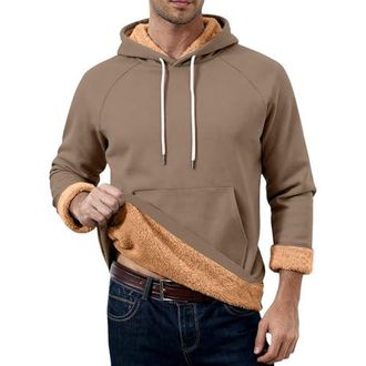 Generic Sweat &agrave; capuche pour homme - Cordon de serrage - T-shirt &agrave; manches longues - Couleur unie - Sweat &agrave; capuche doubl&eacute; - Confortable - Pull en polaire d&eacute;c