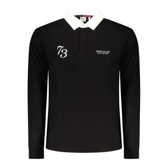Pepe Jeans London Homme, Tops, Noir, Taille: L Polo Rugby Logo Imprim&eacute;