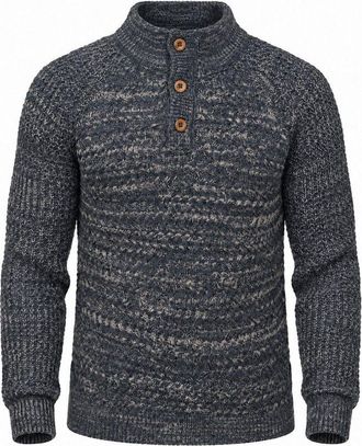 SOULSTAR Strickpullover als Troyer Grobstrick Pulli f&uuml;r Herren M&auml;nner Winterpullover mit Stehkragen - Regular-Fit