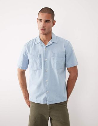 Selected Chemise en jean &agrave; manches courtes - Bleu clair