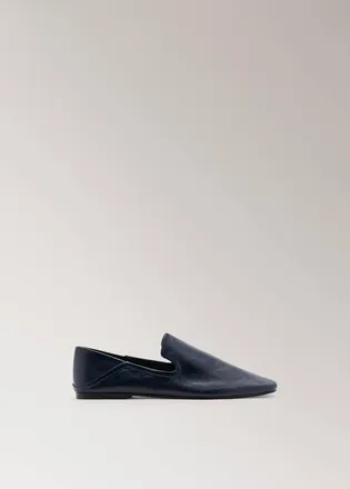 Mango Mocassins cuir bleu marine - Femme - 36 - MANGO