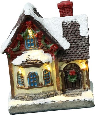 Valiclud Weihnachtsdorf Figur Tischdeko mit LED Beleuchtung aus Kunstharz f&uuml;r Weihnachtsfeier Zuhause Auto Party Gastgeschenk