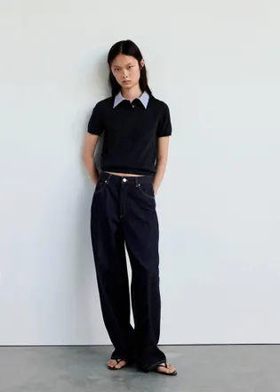 Mango Pull col polo &agrave; rayures bleu marine fonc&eacute; - Femme - XXS - MANGO