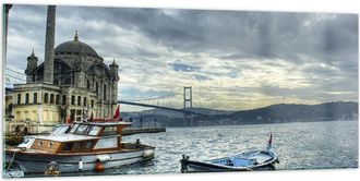 Arttor Wandbilder Dekoration Wohnzimmer Architektur asien boot br&uuml;cke Panorama Bilder auf Glas 120x50cm Glasbild Schlafzimmer K&uuml;che Wand Kunstdruck Art Gro&szlig; 