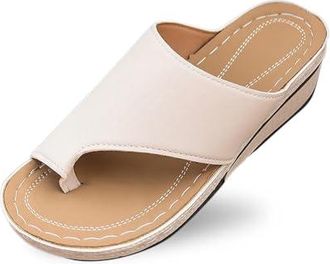 Generic Pantoufles d&eacute;t&eacute; tendance pour femme, talon inclin&eacute;, temp&eacute;rament, confortable, plage, 2026, beige, 37.5 EU