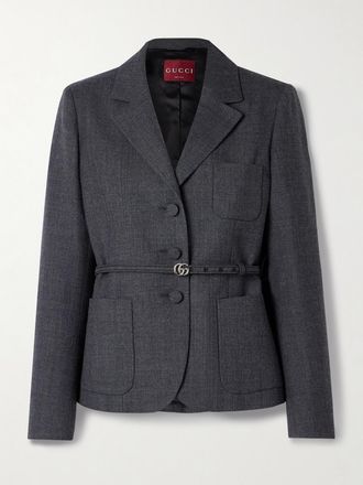 Gucci Blazer Aus Grain De Poudre Aus Wolle - Grau