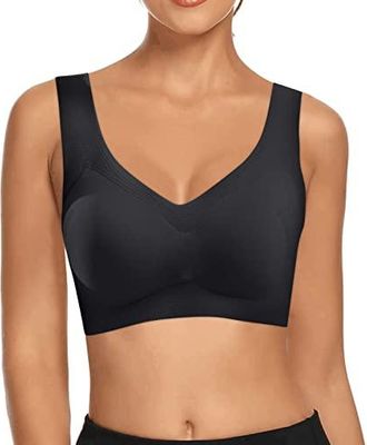 Generic Soutien-gorge confortable &agrave; armatures avec rembourrage de poitrine amovible, Noir, XXL