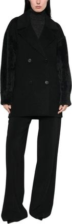 Twinset Femme, Manteaux, Noir, Taille: 42 FR Manteau droit en laine m&eacute;lang&eacute;e