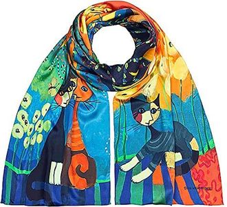 Von Lilienfeld Foulard Soie Rosina Wachtmeister Dolce Vita Femme Cache-Nez Écharpe Art Chat