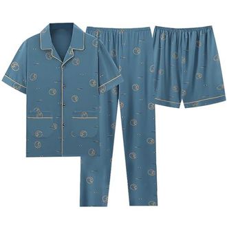 Generic Pyjama Homme Grande Taille, Ensemble Pyjama Homme, Pyjama Homme Ete Court Coton, V&ecirc;tement De Nuit, Pyjama, Pyjama 2 Pi&egrave;ces, D&eacute;contract&eacute;e, Confortable 