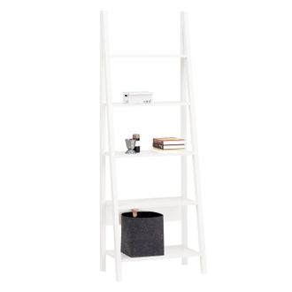 SoBuy FRG61-W Wandregal Leiterregal Standregal Badregal B&uuml;cherregal mit 5 B&ouml;den wei&szlig; BHT ca.: 64x180x39cm