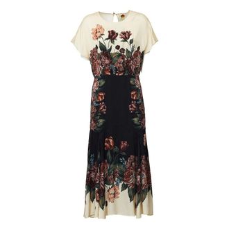 Farm Rio Blumen-Midikleid - - Dresses - Damen - Beige - S