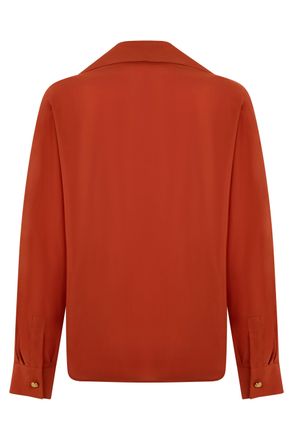 Max Mara Womens Long-Sleeved Silk Shirt Terracotta
