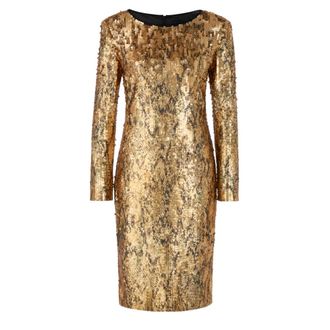 Marc Cain Robe &agrave; Sequins Dor&eacute;s - Femme - Robes - Jaune - Taille: 46 FR
