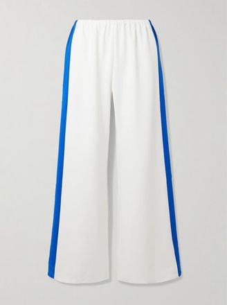 La Ligne Colby Striped Stretch Recycled-crepe Wide-leg Pants - White
