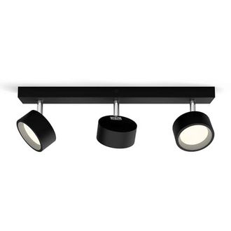 Philips Bracia 3-er LED Spots (16,5 W), dreiflammige Wandspots mit warmwei&szlig;em Licht, energiesparende Raumbeleuchtung mit langer Nutzlebensdauer, schwarz