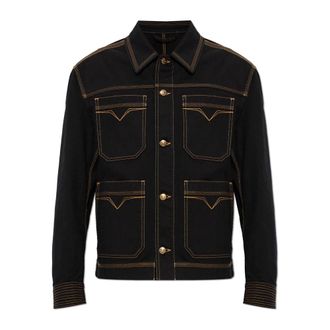 Versace Denimjacke mit Kontrastn&auml;hten - - Jackets - Herren - Schwarzk - XL
