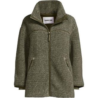 Lands End Sherpa-Fleecejacke, Damen, Gr&ouml;&szlig;e:48-50 regular, Gr&uuml;n, Polyester, by Lands End