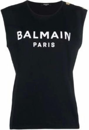 Balmain Femme, Tops, Noir, Taille: 34 FR D&eacute;bardeur noir &agrave; col rond sans manches