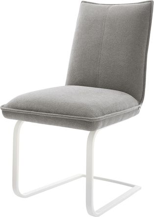 DELIFE Schwingstuhl Lelio-Flex Freischwinger flach Wei&szlig; Strukturstoff Soft Grau Taschenfederkern