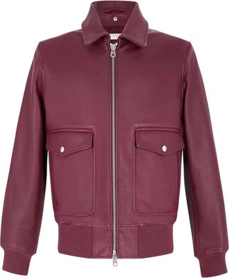 Fursac Lederjacke mit Reißverschluss - Rot