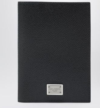Dolce & Gabbana Black passport holder with logo plaque