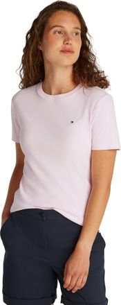 Tommy Hilfiger Damen T-Shirt Kurzarm Slim Cody Rundhalsausschnitt, Rosa (Light Pink), XXS