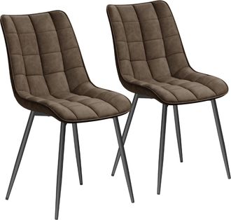 Woltu Esszimmerstühle 2er Set, für Wohnzimmer Küche Esszimmer, Küchenstühle gepolstert mit Rückenlehne, Sitzfläche aus Kunstleder, mit Metallbeinen, bis 150