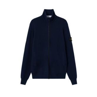 Stone Island Dicker Strick-Rei&szlig;verschluss-Strickjacke mit hohem Kragen - - Knitwear - Herren - Blau - L