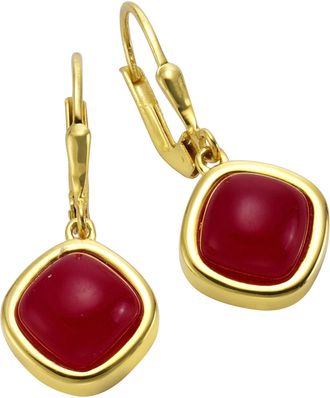 Jamelli Ohrringe Silber 925 vergoldet mit echtem Chalcedon rot