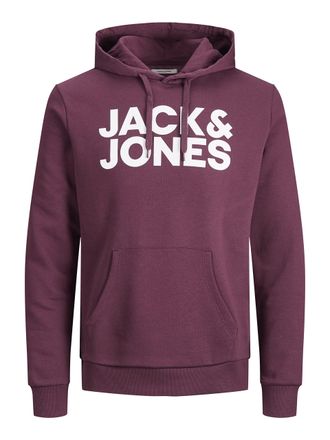 Jack & Jones Herren JJECORP Logo Sweat Hood, Port Royale/Large Print/W WHI, S