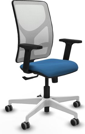 Piqueras y Crespo B&uuml;rostuhl mit 2D-Armlehnen, h&ouml;henverstellbare Lendenwirbelst&uuml;tze, ausgestattet mit 3 Positionen und Schneideschaum, Wei&szlig;/Hellblau