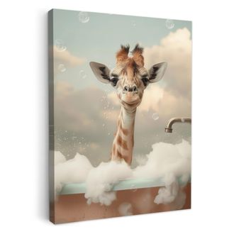 MuchoWow © Leinwandbilder 30x40 cm Wall Art Bilder für die Wand Badezimmer WC Toilette Deko Canvas Painting Wanddekoration Schottische Hochlandrind - Dusche - 