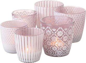 Boltze Windlicht Patty 3er Set H7-9cm Violett Glas lackiert