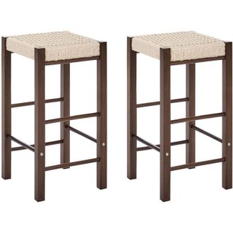 Beliani Set mit 2 Barhockern EMBRUN Holz Dunkelbraun