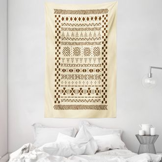 Abakuhaus Braun und Beige Wandteppich und Tagesdecke, traditionelle Afrika aus Weiches Mikrofaser Stoff Waschbar ohne Verblassen Digitaldruck, 140 x 230 cm,Brau